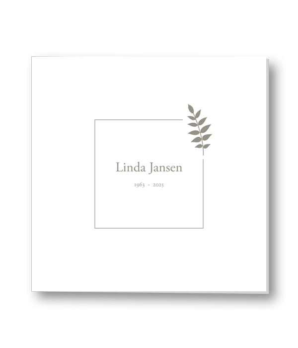 Rouwkaart met dun kader en tak - Rouwmedia